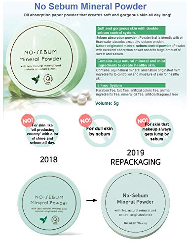 SoltreeBundle 2pcs No Sebum Mineral Powder 5g Korea Skincare with SoltreeBundle Oil Blotting Paper 50pcs