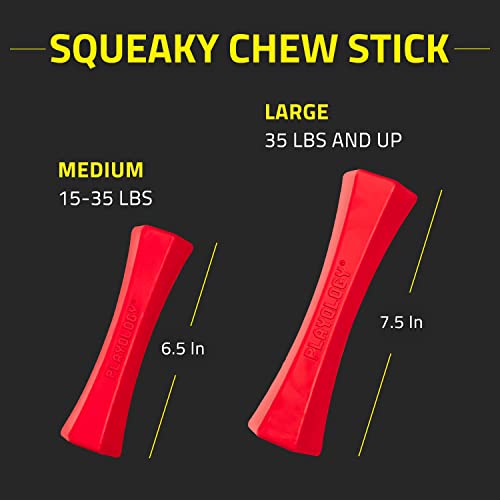 Playology Squeaky Chew Stick Dog Toy, for Large Dogs (35lbs and Up) - for Moderate Chewers - Engaging All-Natural Beef Scented Toy - Non-Toxic Materials