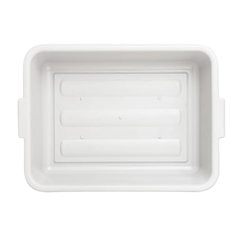 Restaurantware TUB ONLY: RW Clean 20 x 15 x 5 Inch Kitchen Bus Tub 1 Durable Bus Utility Box - Easy-Grip Handles Freezable White Plastic Bus Box For Restaurants Or Catering Services