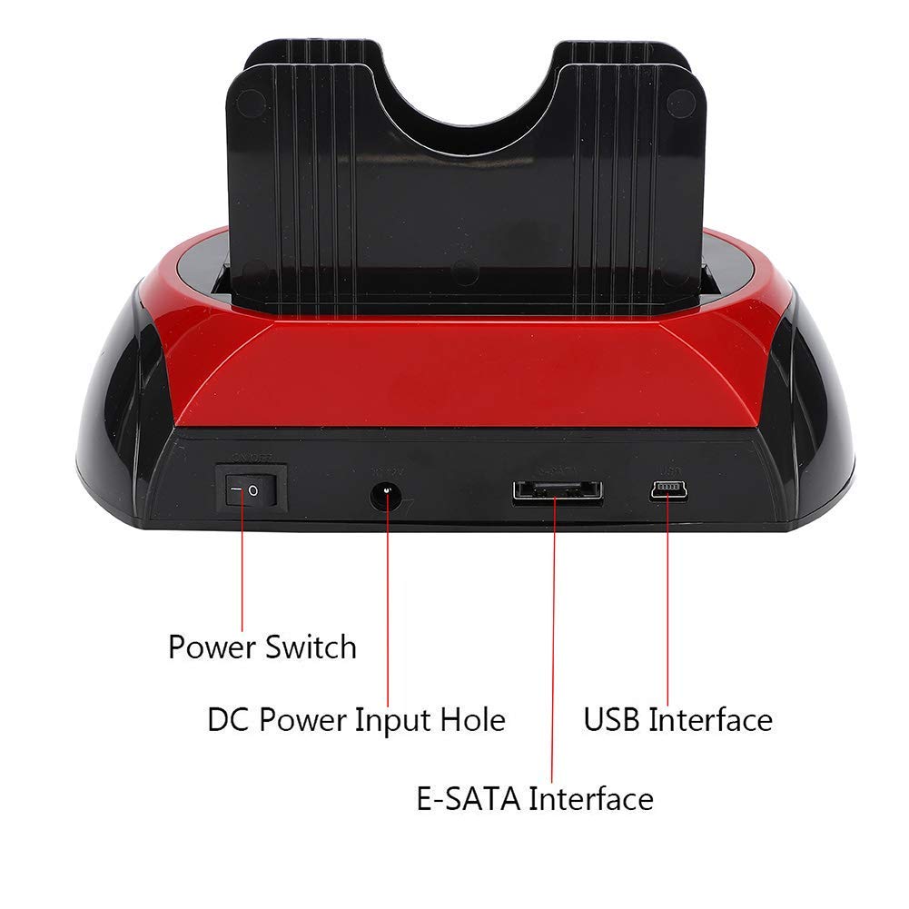 Linel Hard Drive Docking Station-2.5 /3.5 Inch SATA IDE HDD Dual Slots Hard Drive Enclosure Hard Drive Dock with All in One Hard Drive Reader USB 2.0 Hub Us Plug