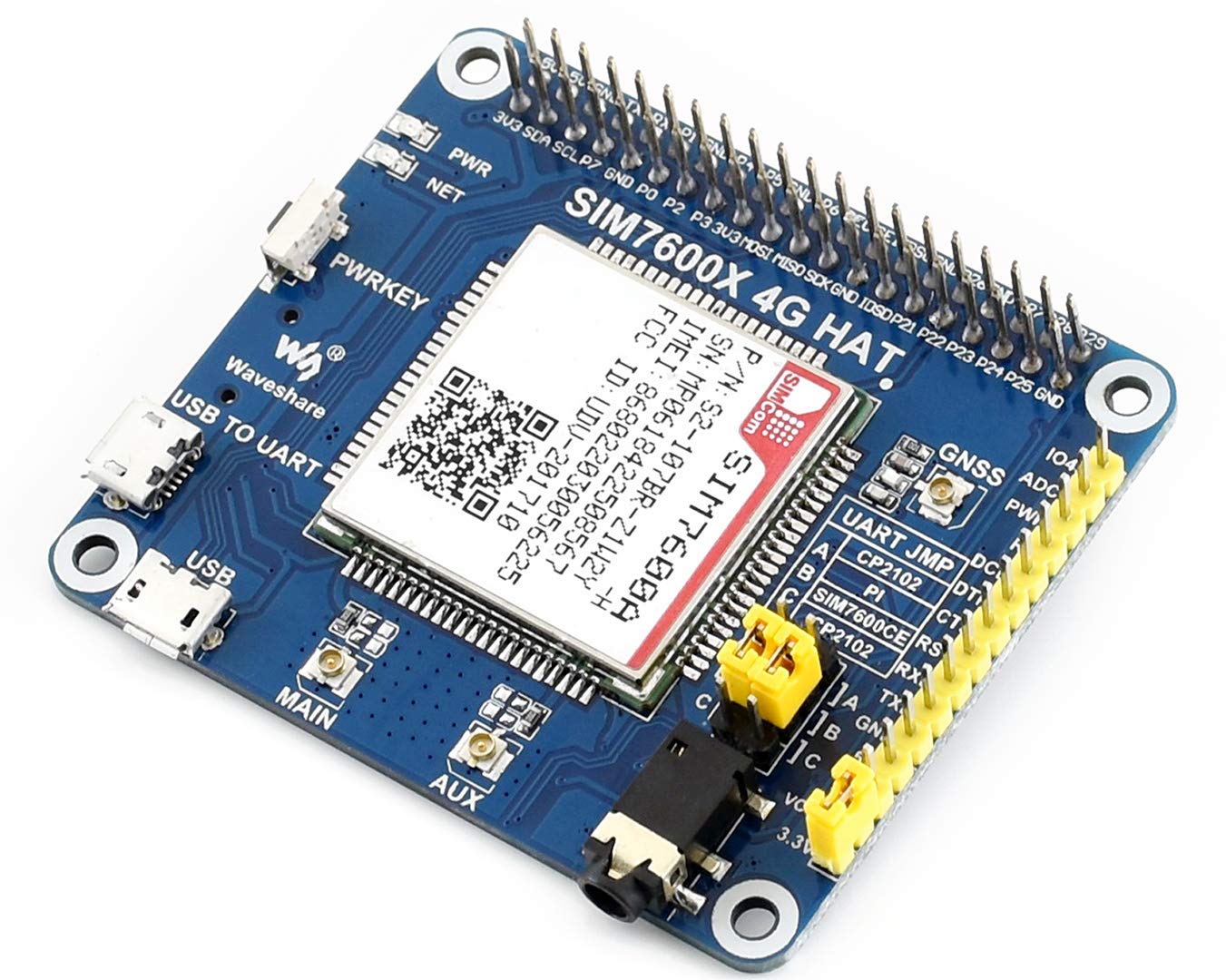 waveshare 4G/3G/GNSS HAT for Raspberry Pi 4B/3B+/3B/2B/Zero/Zero W/Zero WH and Jetson Nano,Based on SIM7600A-H,4G Communication GNSS Positioning,LTE-FDD B2/B4/B12 Brand Support LTE CAT4 up to 150Mbps
