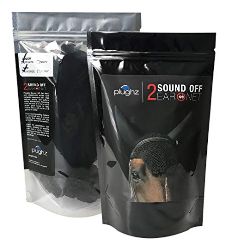 Plughz Horse Sound Off 2 Ear Net, Soundless Bonnet, Black