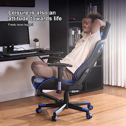 GTRACING Gaming Chair with Speakers Bluetooth Music Video Game Chair Audio Ergonomic Design Heavy Duty Office Computer Desk Chair(Blue)