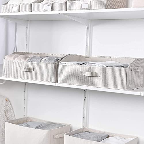 StorageWorks Closet Baskets, Fabric Baskets for Closet Shelves, Foldable Trapezoid Storage Bins, Mixing of Nature & Blue, 3-Pack
