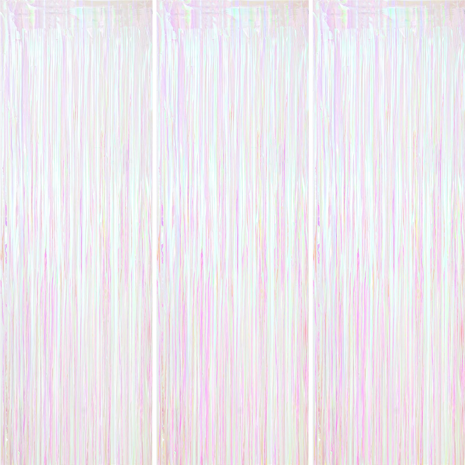 Merear Backdrop for Party Decorations, 3 Pack Foil Fringe Curtains Party Decor 8.2 * 3.3 FT Tinsel Streamers Birthday Party Decorations Photo Fringe Backdrop for Party, Graduation