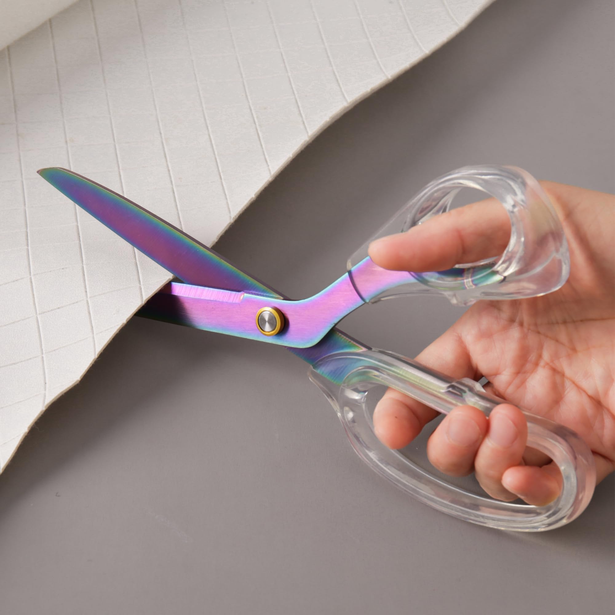 Acrylic Scissors, 9β Ultra-Sharp Titanium Coated Blades and Sharp All-Purpose Scissors, Sewing Scissors, Office Scissors, Comfortable Handle Design, Versatile Usage (Rainbow)