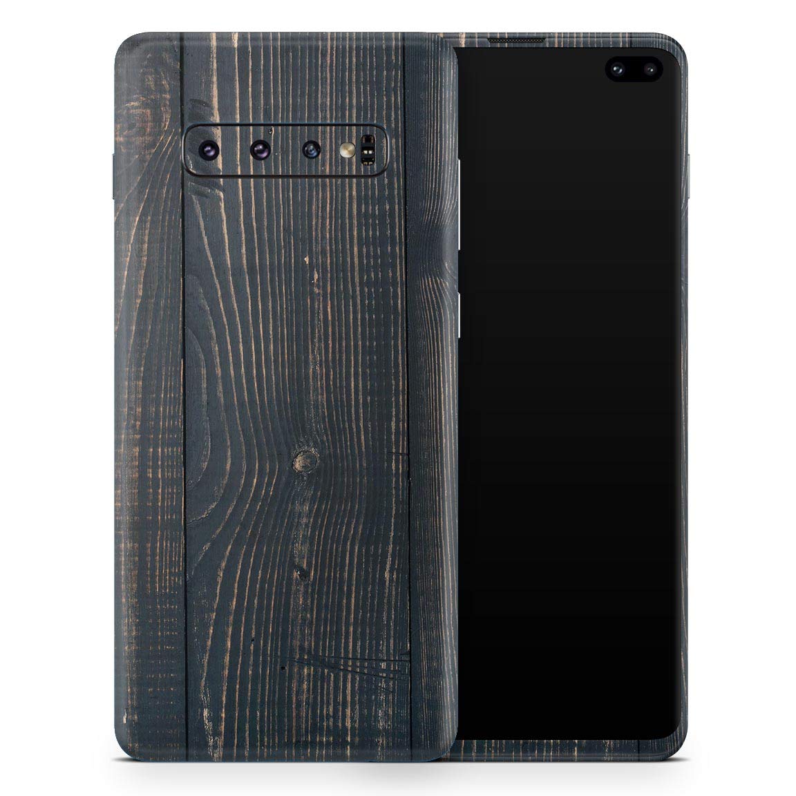 DesignSkinz Vertical Blackwashed Woodgrain Protective Vinyl Decal Wrap Skin Cover Compatible with The Samsung Galaxy S20 (Screen Trim & Back Glass Skin)