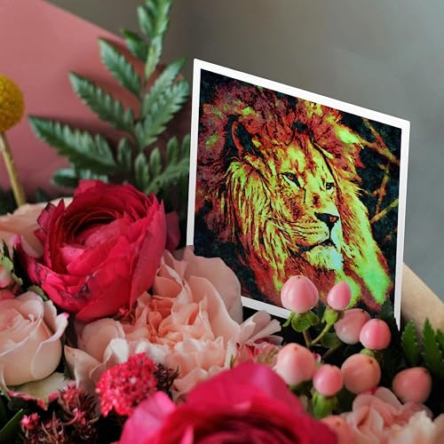 3dRose Greeting Card - A Lions Face Image Of Watercolor Painting - Fine Art