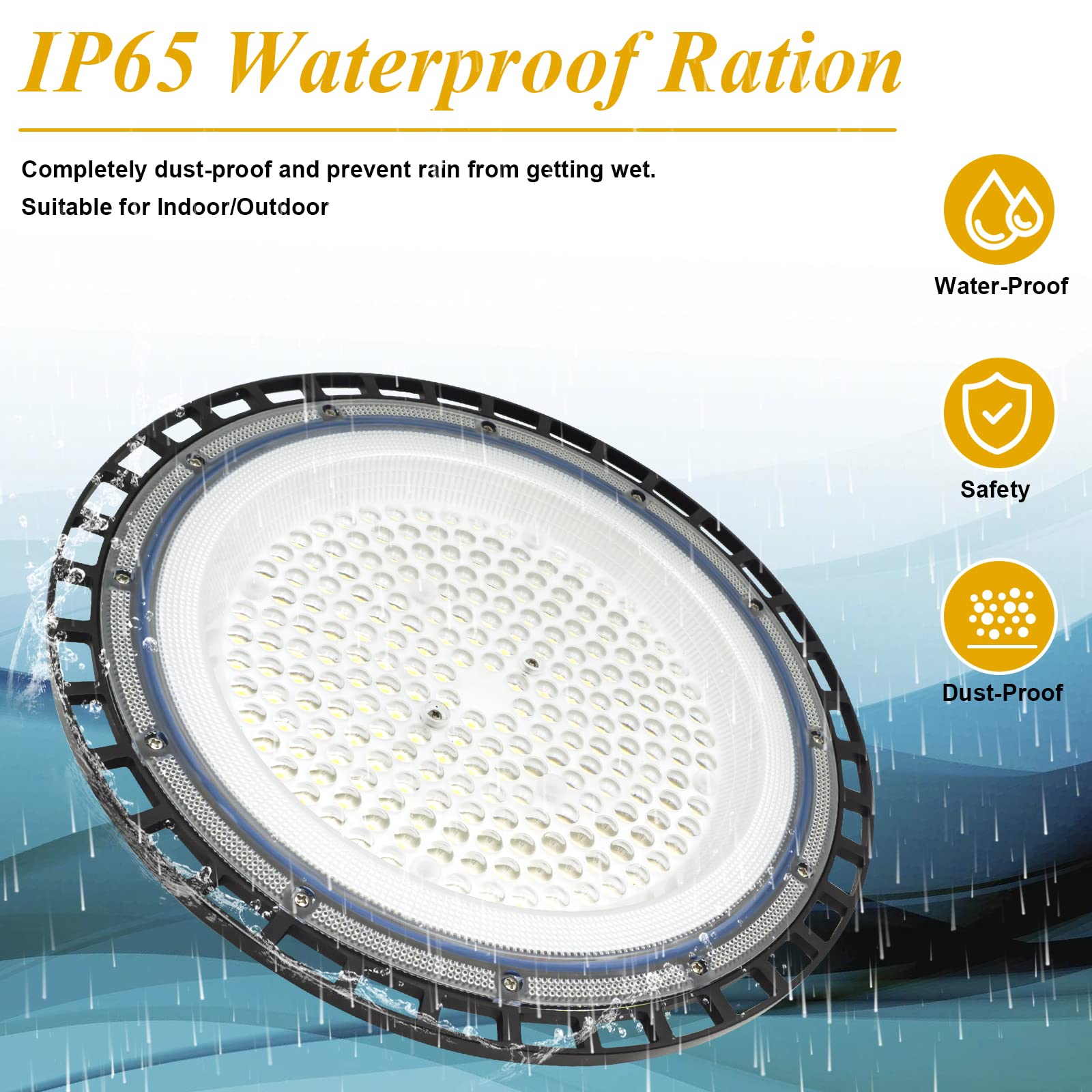 6Pack 200W LED Shop Lights High Bay Light (Eqv. 800W MH/HPS) 28000lm Shop Lights with Cable and Plug, IP66 Waterproof UFO Light LED Work Light for Workshop Garage Warehouse Factory Light Fixtures