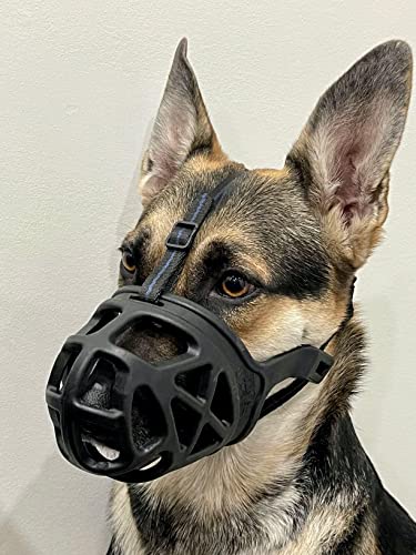 Dog Muzzle, Breathable Basket Muzzles for Small, Medium, Large and X-Large Dogs, Stop Biting, Barking and Chewing, Best for Aggressive Dogs (Large, Black)