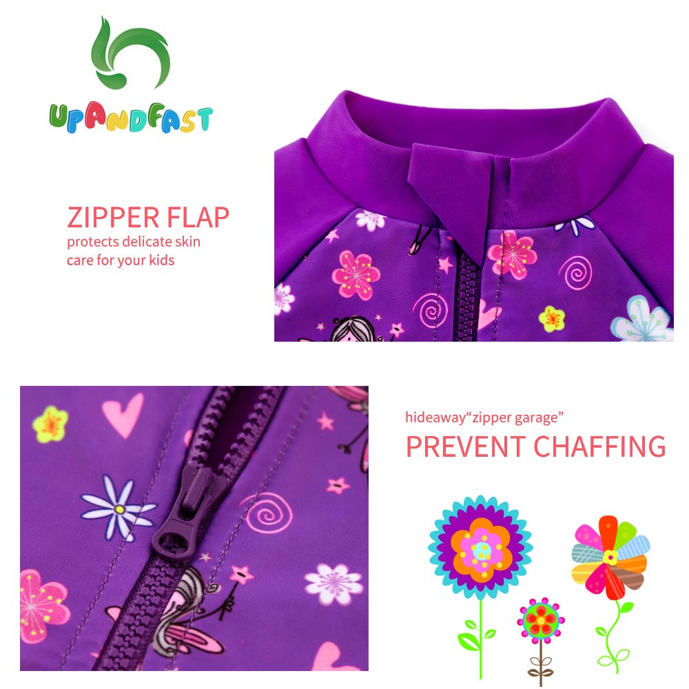 upandfast Baby Swimsuits UPF 50+ Sun Protection Long Sleeve One Piece Zip Swimwear(Purple, 6-9 Months)
