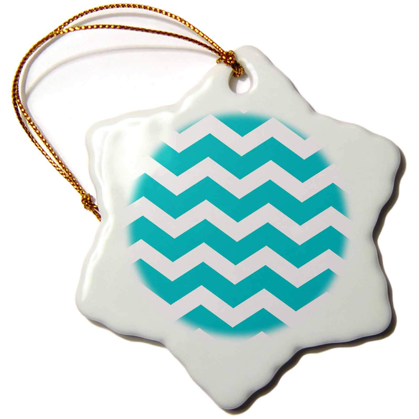 3dRose Turquoise Chevron Zig zag Pattern-Teal Aqua Blue Stylish Zigzags Snowflake Ornament
