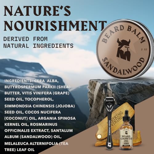 Striking Viking Beard Balm for Men - Leave-in Beard Conditioner & Styling Butter with Natural Argan & Jojoba Oils - Strengthens & Softens - Sandalwood, 2 Ounce (Pack of 1)