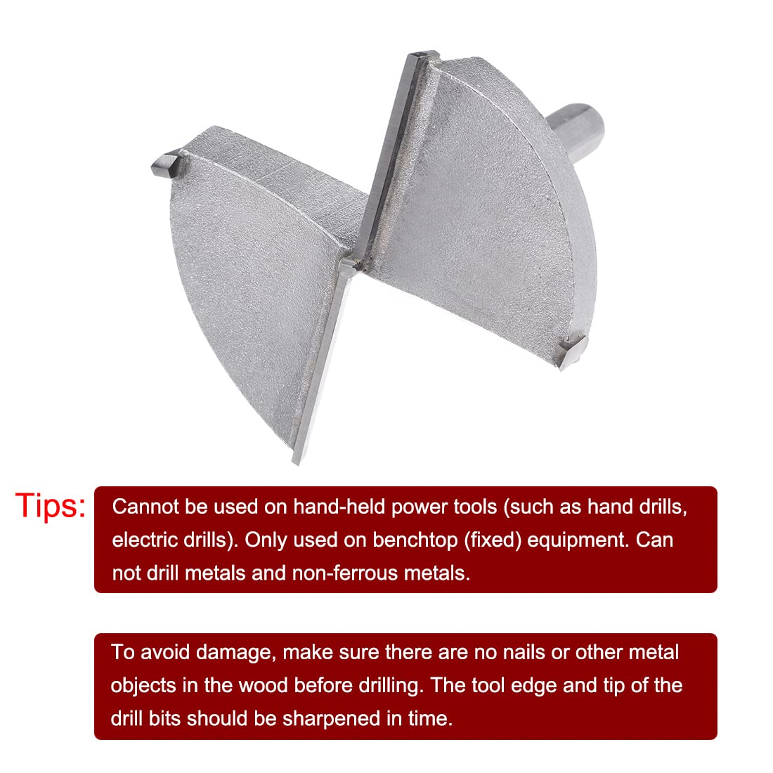 uxcell Forstner Drill Bits 80mm, Tungsten Carbide Wood Hole Saw Auger Opener, Woodworking Hinge Hole Drilling Boring Bit Cutter (Gray)