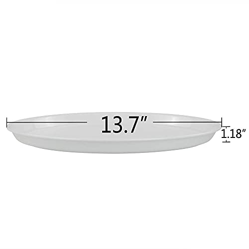 Ponpong Round Plastic Serving Trays Platters, White, 6 Packs