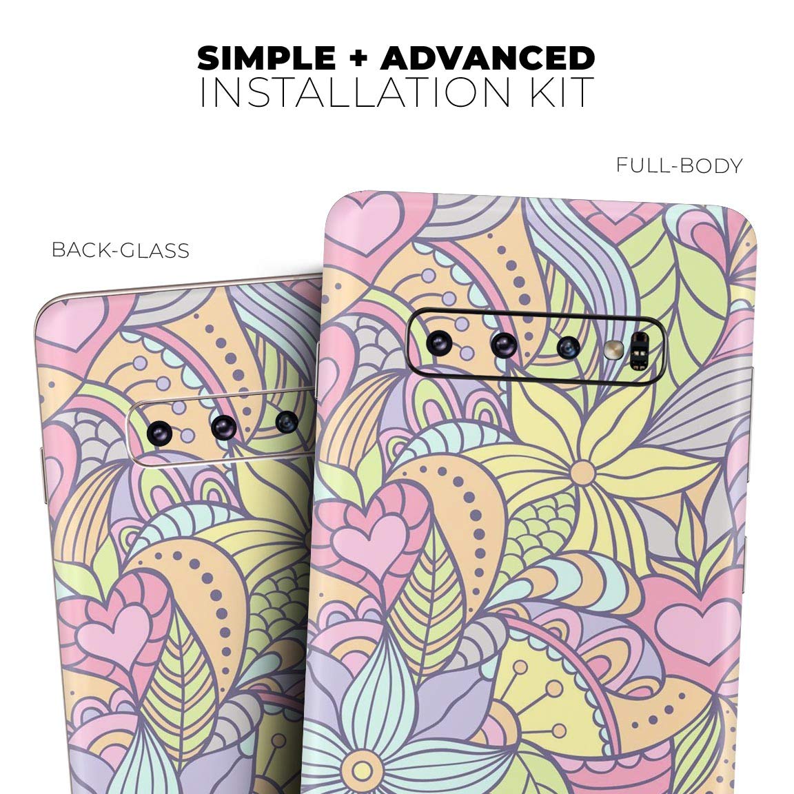 DesignSkinz Vibrant Color Floral Pattern Protective Vinyl Decal Wrap Skin Cover Compatible with The Samsung Galaxy S20 (Screen Trim & Back Glass Skin)
