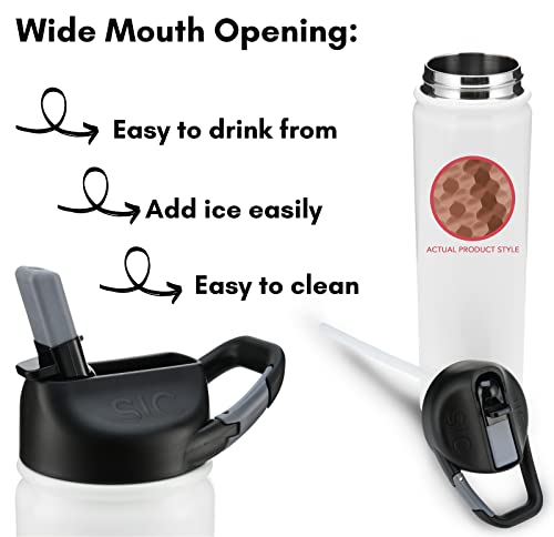 Seriously Ice Cold SIC 27oz Insulated Water Bottle Thermos, Premium Triple Layer Vacuum Stainless Steel, BPA Free Wide Mouth Lid with Carabiner Clip