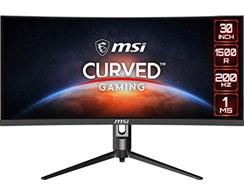 MSI Full HD Non-Glare 1ms 2560 x 1080 Ultra Wide 200Hz Refresh Rate HDR Ready USB/DP/HDMI Smart Headset Hanger FreeSync 30”Gaming Curved Monitor (Optix MAG301CR) - Black