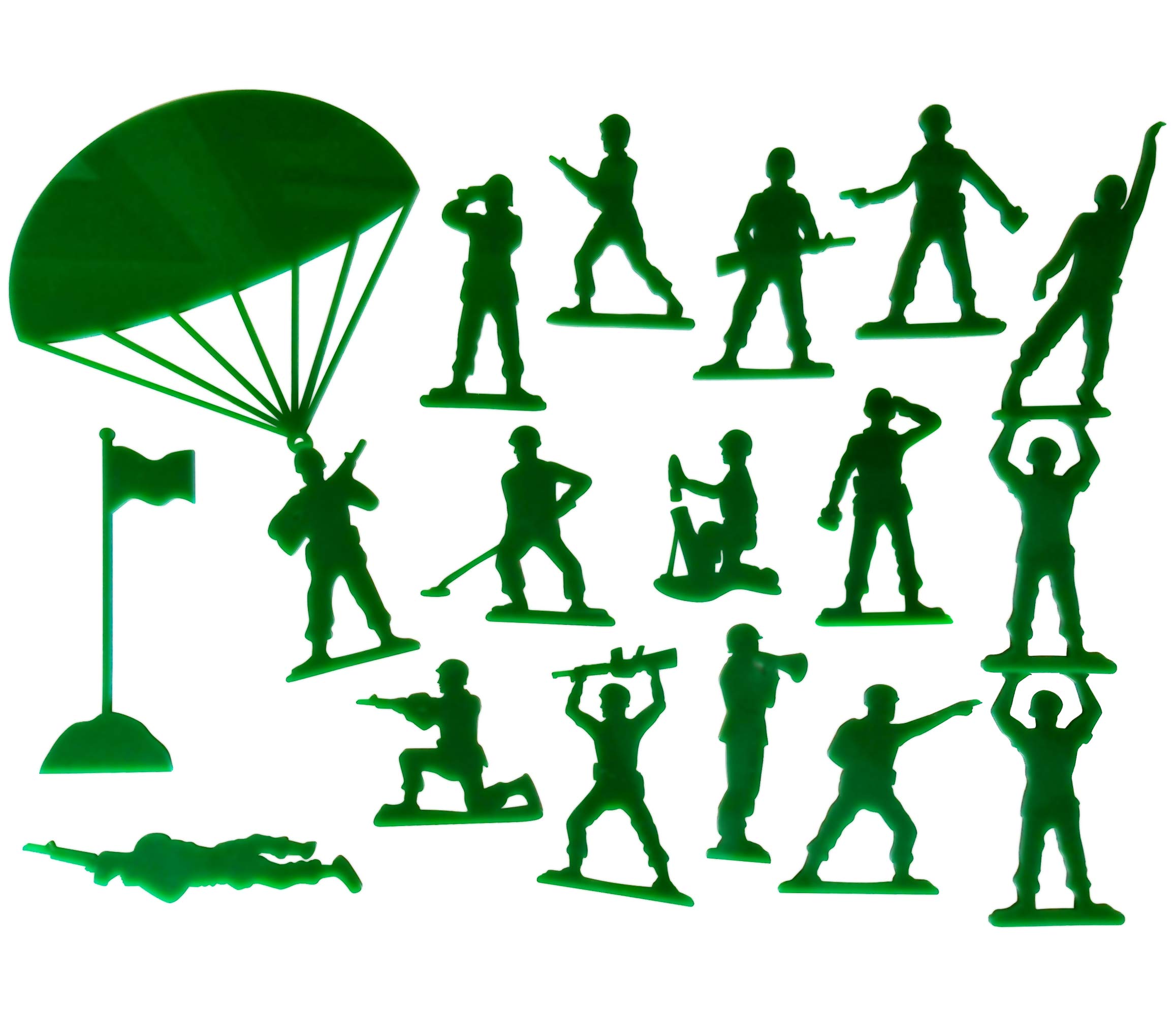 Set of 18 Army Men Acrylic Green Wall Decorations for a Kid's Toy Story Room or Andy's Room Nursery
