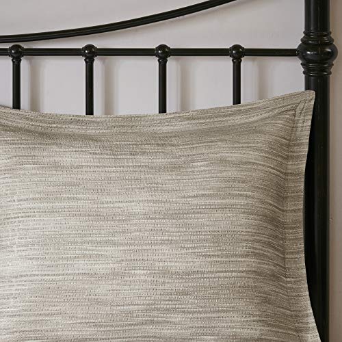 Madison Park Walter Comforter-Luxe Seersucker Print Design All Season Down Alternative Bedding, Matching Shams, Bedskirt, Decorative Pillows, Queen (90 in x 90 in), Taupe