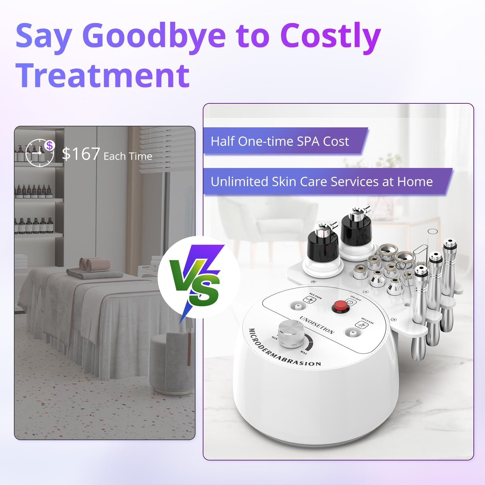 UNOISETION Diamond Microdermabrasion Machine Professional, 3 in 1 Dermabrasion Facial Peeling Skin Care Device for Salon Personal Home Use