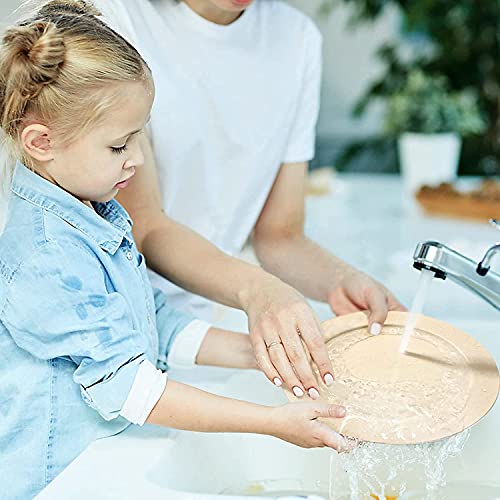 shopwithgreen 10 Inch Wheat Straw Dinner Plates, Unbreakable Sturdy Plastic Dinner Plates, Microwave and Dishwasher Safe