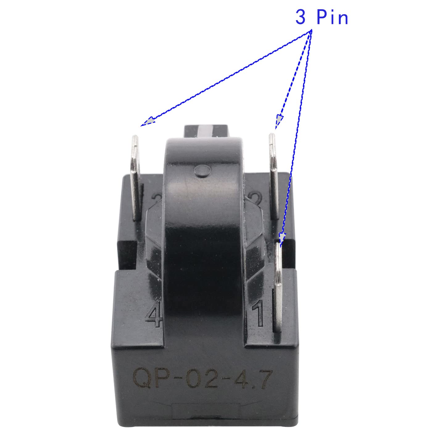 Refrigerator Compressor Relay and Overload Kit JJHXSM Refrigerator Starters QP2-4R7 4.7 Ohm 3 Pin Refrigerator PTC Starter Relays and 6750C-0005P Refrigerator Overload Protectors
