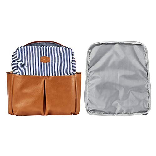 JJ Cole Popperton Boxy Backpack Diaper Bag, Ticking Stripe