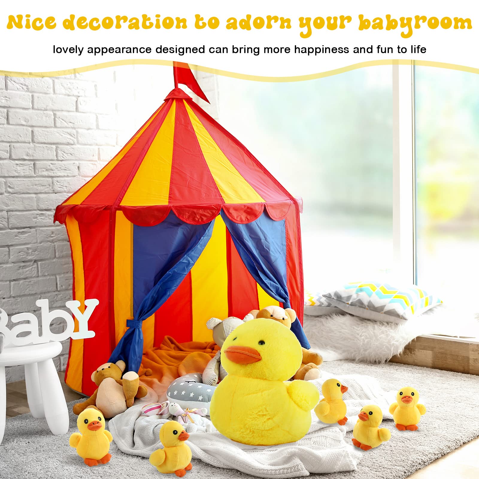 Kasyat 6 Pieces 13.7 Inches Duck Stuffed Animals Plush Duck with 5 Little Plush Ducks Play Set Duck Stuffed Animals Stuffed Duck Plush Duck Plushies with Zipper Pouch Ducky Animal Dolls