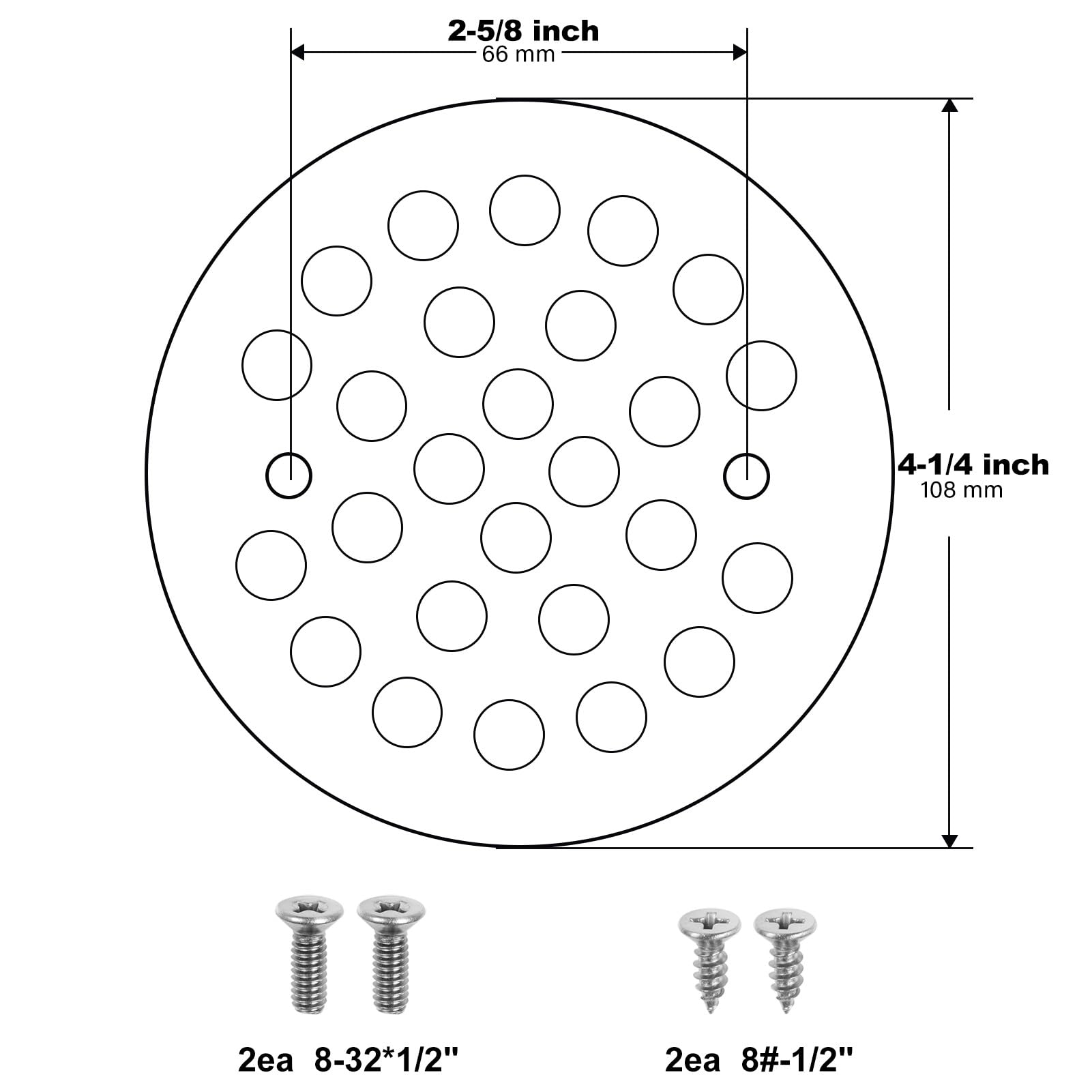 4-1/4β Shower Strainer Drain Trim Set, Screw-in Shower Strainer Drain Cover, Shower Floor Replacement Cover Bathroom Drain Strainers (Brushed Nickel)