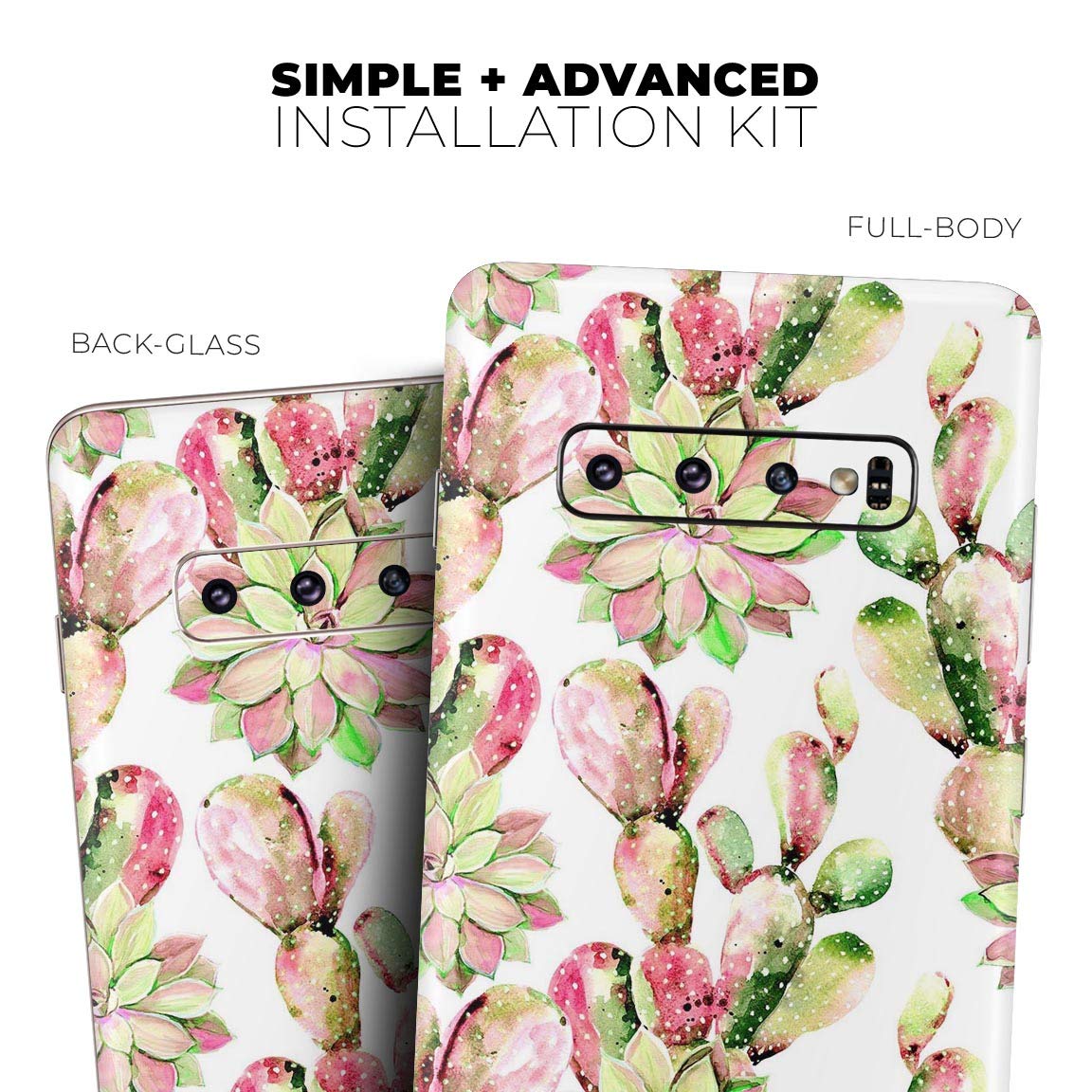 DesignSkinz Watercolor Cactus Succulent Bloom V2 Protective Vinyl Decal Wrap Skin Cover Compatible with The Samsung Galaxy S20 (Screen Trim & Back Glass Skin)