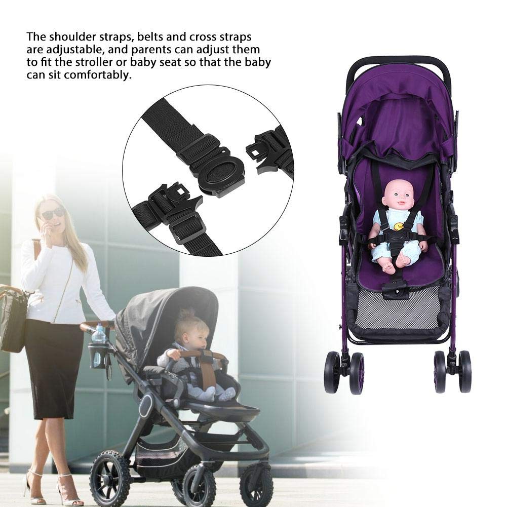 ViaGasaFamido Baby Seat Harness Belt, Universal Baby Seat Harness Holder 5 Point Belt Adjustable Stroller Children Pushchair Rotating Protction High Chair Straps(Buckle Type)