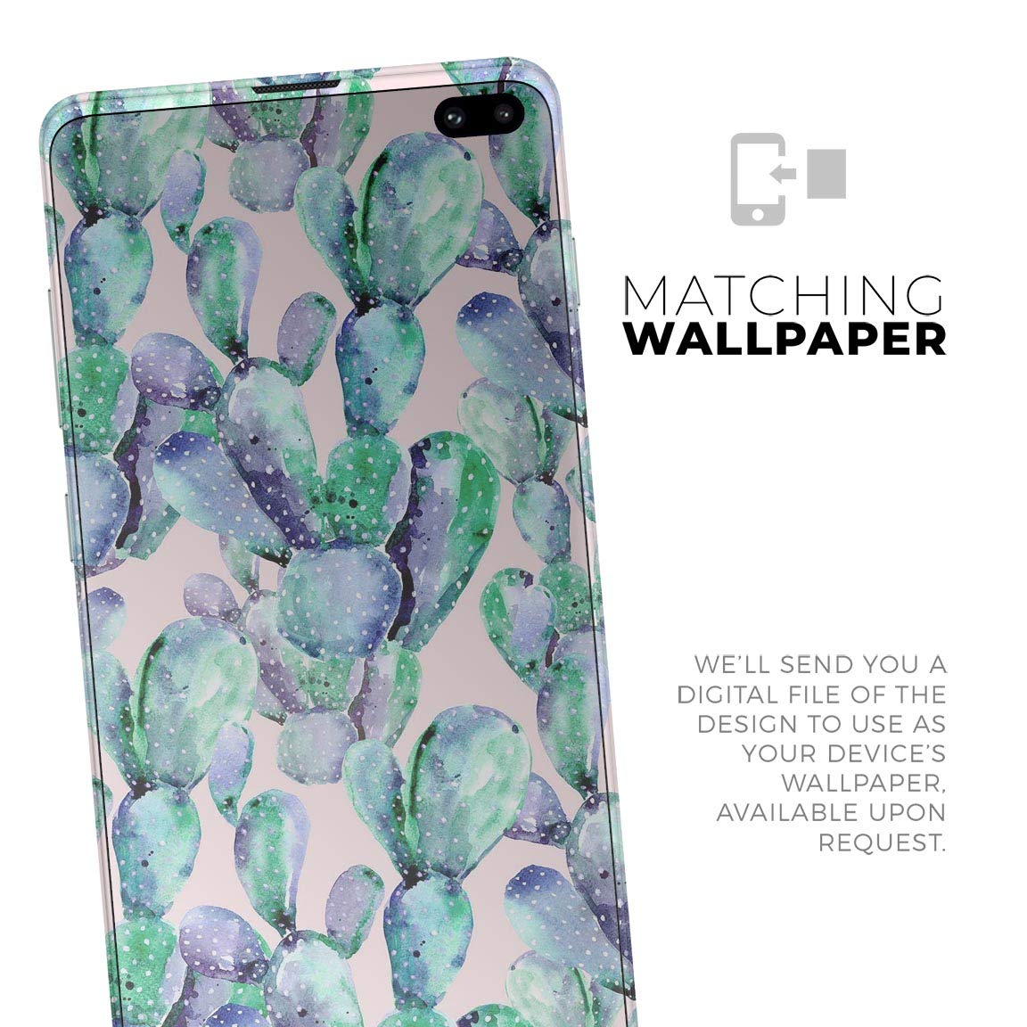 DesignSkinz Watercolor Cactus Succulent Bloom V9 Protective Vinyl Decal Wrap Skin Cover Compatible with The Samsung Galaxy S20 (Screen Trim & Back Glass Skin)