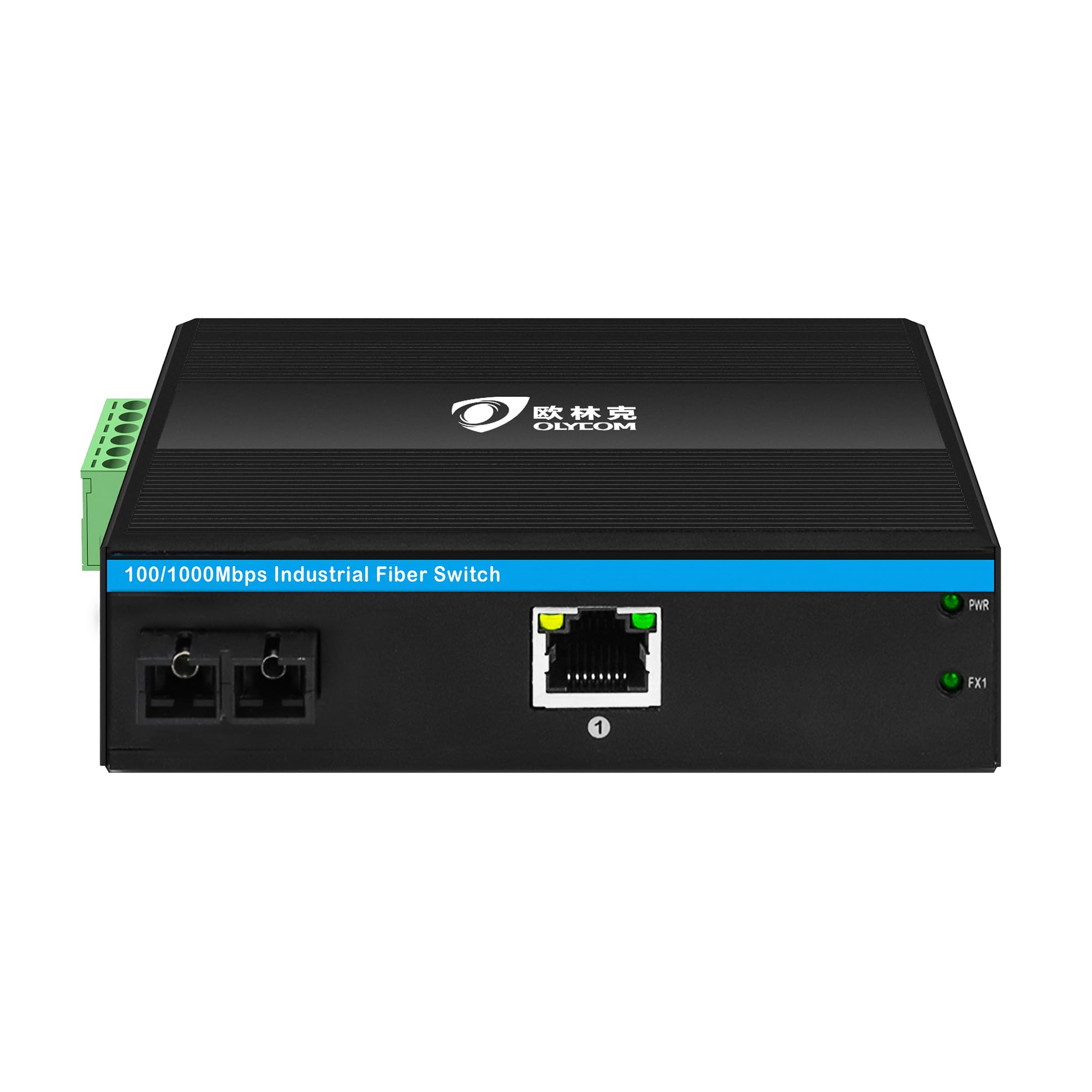 OLYCOM Industrial Grade Fast Ethernet Media Converter SC Fiber 20km, DIN-Rail Mounting Hardened Switch,High Temperature -40°～ 75°C (-40°～ 167°F)
