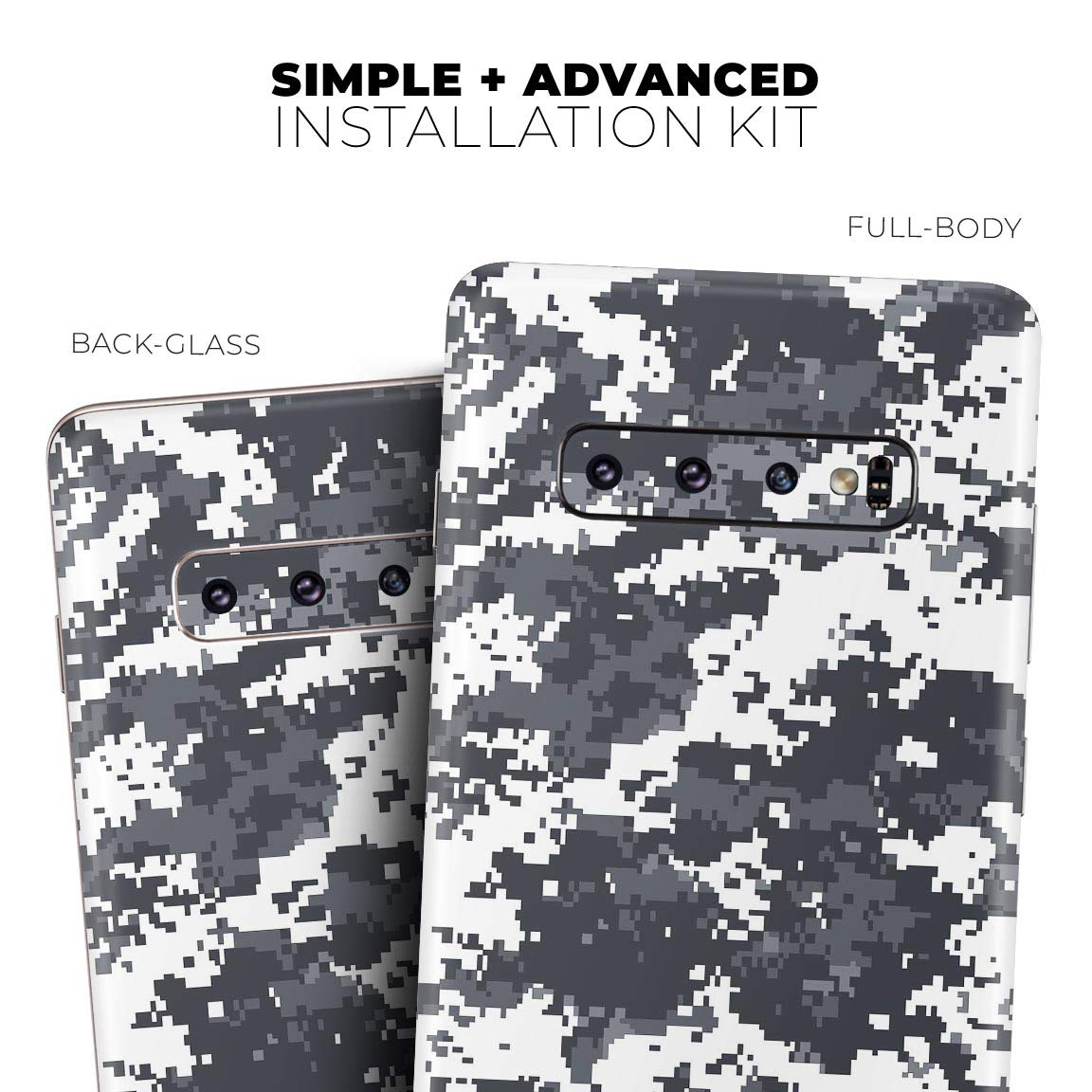 DesignSkinz White and Gray Digital Camouflage Protective Vinyl Decal Wrap Skin Cover Compatible with The Samsung Galaxy S20 (Screen Trim & Back Glass Skin)