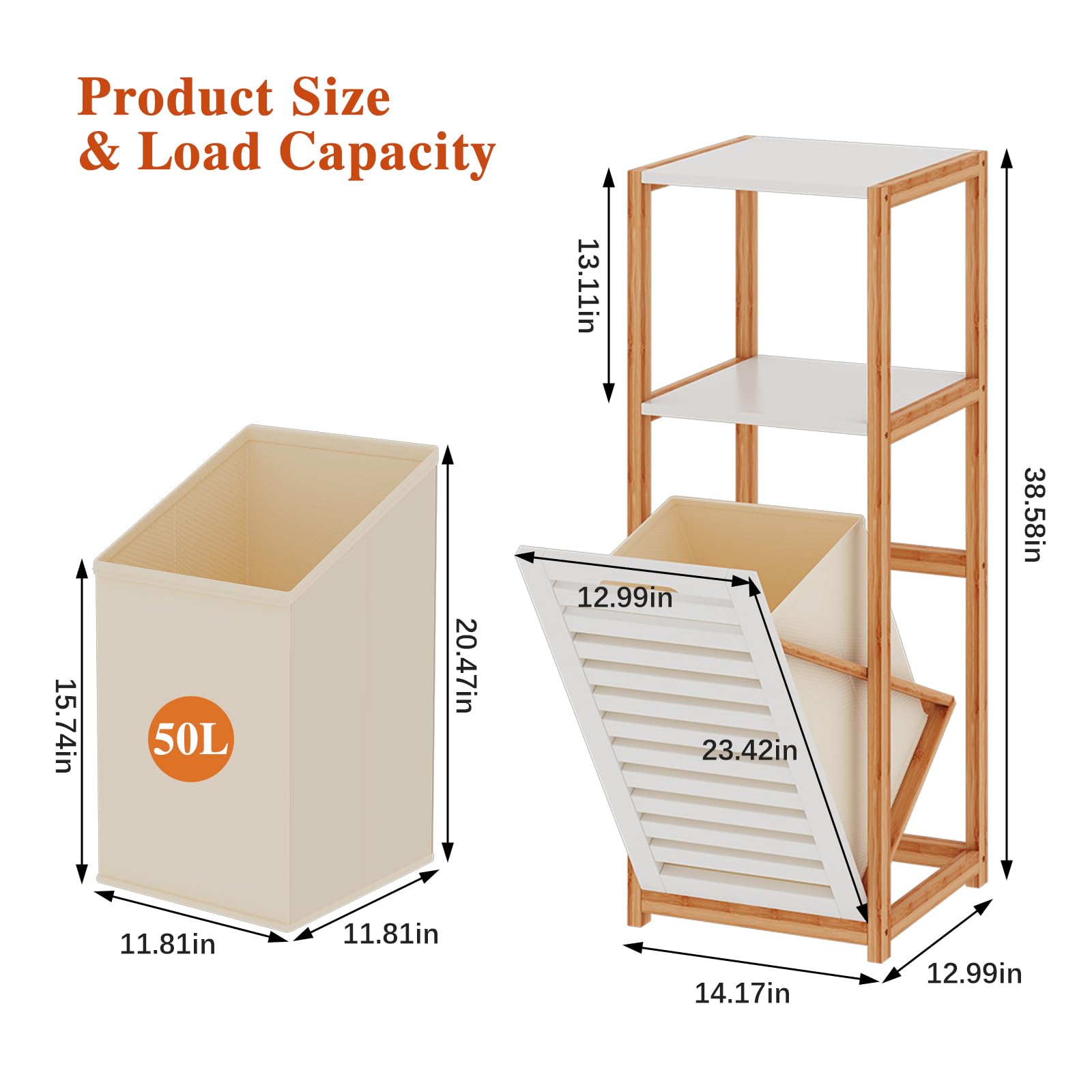 aboxoo Tilt-Out Laundry Hamper Freestanding Clothes Basket Shelf & Removable Liner,Dirty Clothes Hamper Storage Cabinet Laundry Shelf for Bedroom, Laundry Room, Bathroom,White