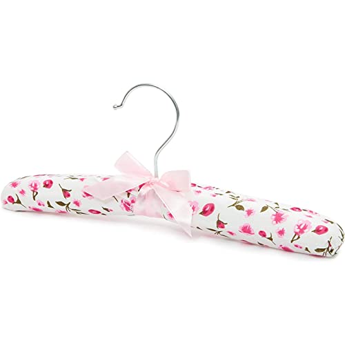 Satin Padded Hangers for Kids Nursery, Pink Floral (9.5 in, 12 Pack)