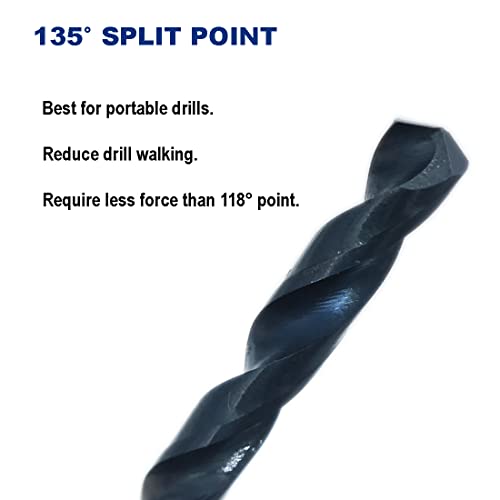 3/16-Inch x 6-Inch Aircraft Extension Black Oxide Drill Bit, Premium M2 High Speed Steel, Extra Length, for Metal, Plastic, Wood