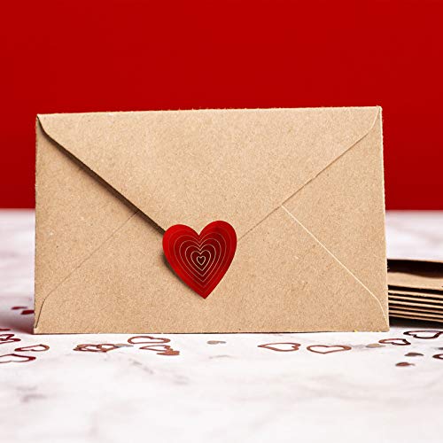 Easykart 500 Red Heart Shape Stickers with Special Gold Foiling, 1.5" Size | 3 Different Designs in one roll | Suitable for Anniversary Love Theme Party Decorations, Valentine's Day Gifting…