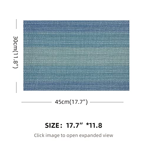 Canglifull Placemats Set of 6, Vinyl Woven Placemats, Beautiful Washable and Durable Non-Slip Table Placemats, Indoor/Outdoor Placemats (Blue, 6)