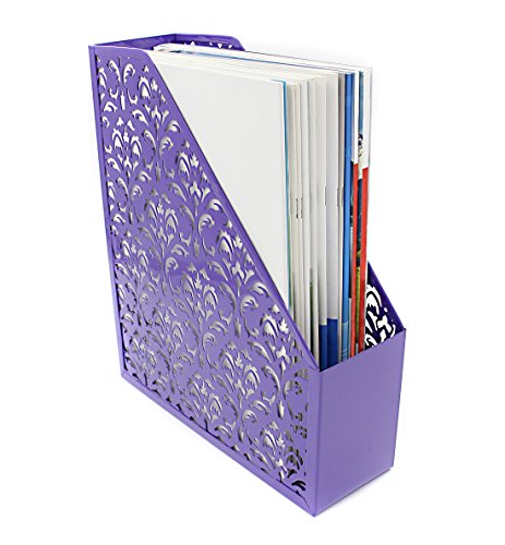 EasyPAG 5-Piece Desk Organizer and Accessories Set -Pencil Holder, Letter Sorter, File Holder,Business Card Holder and Sticky Note Holder,Purple