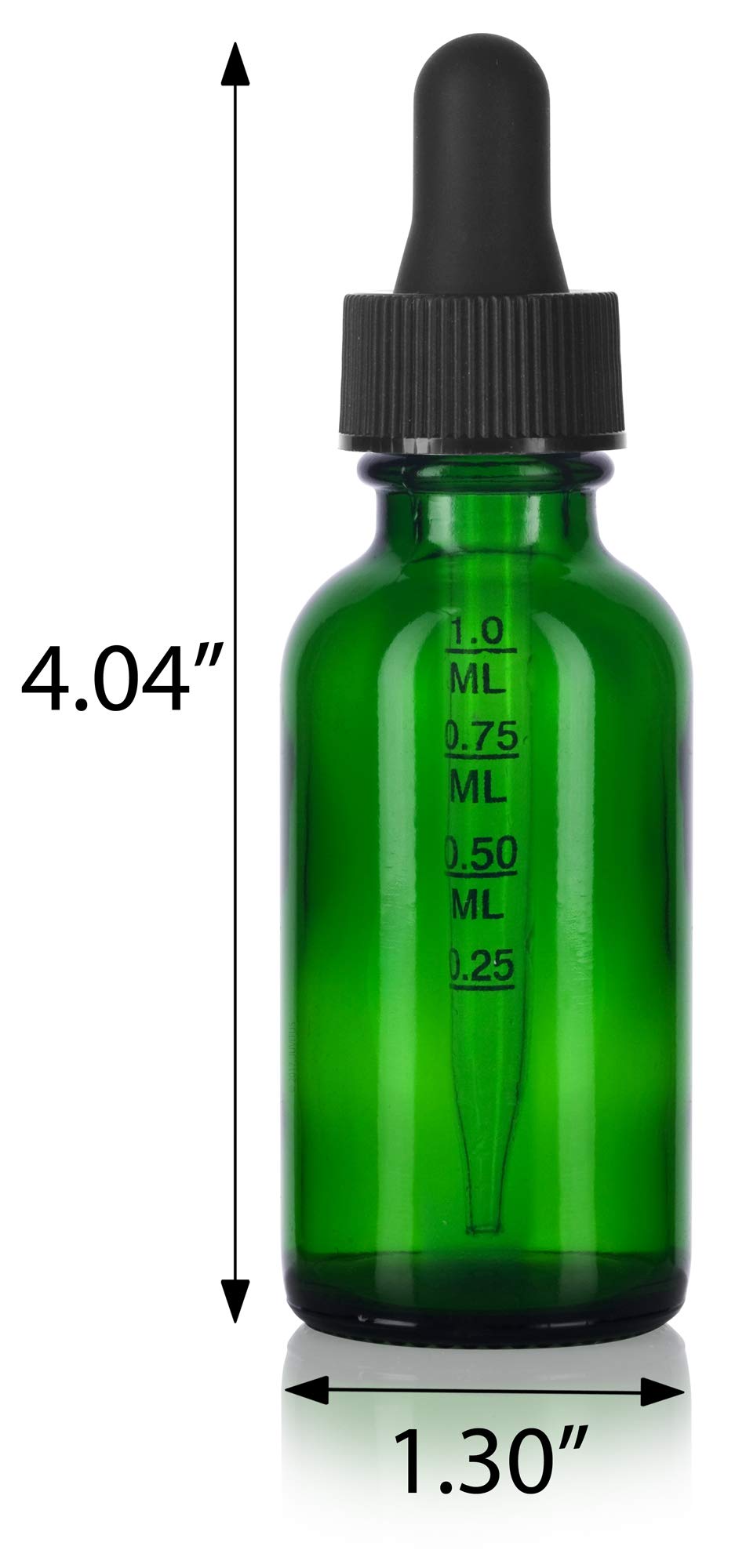 JUVITUS 1 oz / 30 ml Green Glass Boston Round Empty Bottle with Graduated Measurement Glass Dropper (24 Pack)