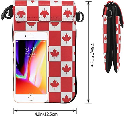 Canadian Flag Women Soft PU Leather Cellphone Purse Wallet Handbag Small Crossbody Shoulder Bag