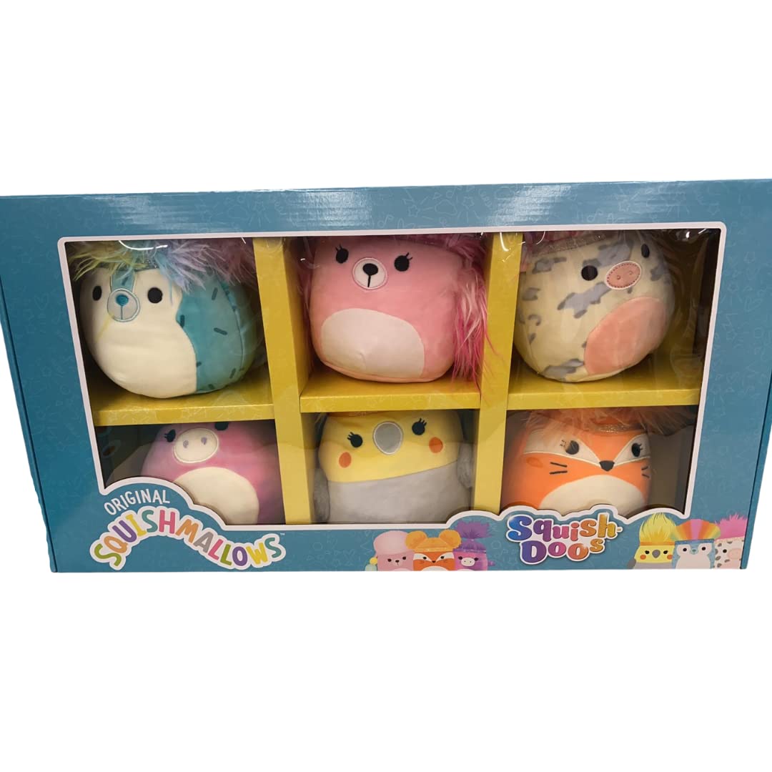 Official KellyToy Squishmallow 5 inch Boxed Set of 6 Squishmallows (Squish Doos Boxed 6 Pack)