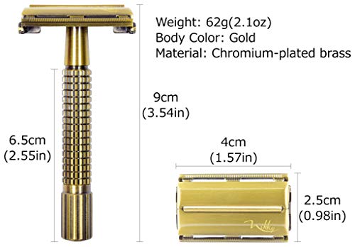 Seki Japan Double Edge Butterfly Open Safety Razor, Heavy Duty Bronze Brass Hard Chromium, 3.14inch Long Handle