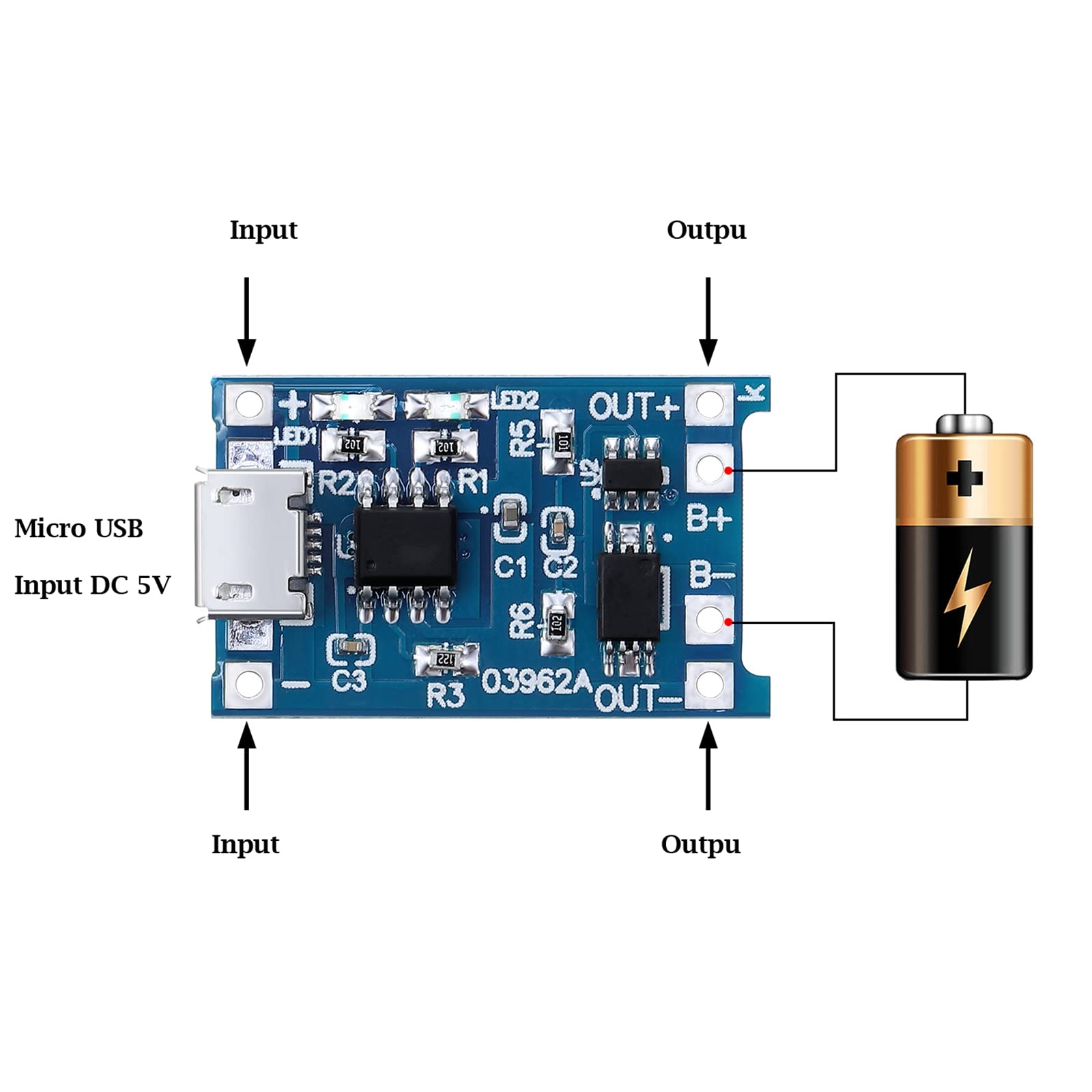 Mudder 20 Pieces Charging Module Battery Charging Board with Battery Protection BMS 5V Micro USB 1A 186 50 Charge Module