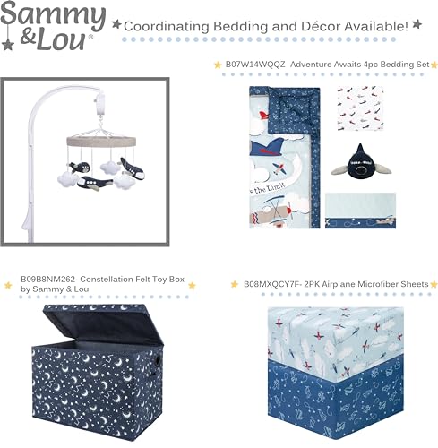 Sammy & Lou Airplane Baby Crib Mobile with Music, Crib Mobile Arm Fits Standard Crib Rail