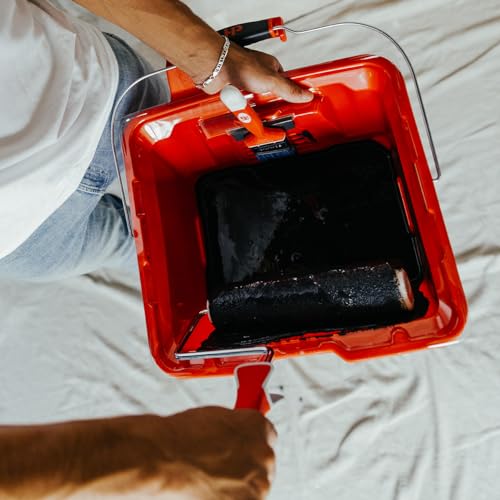 HANDy Paint Products Pro-Go Bucket Paint and Tool Bucket with Brush Holder That Attaches to Most Ladders, 1 Gallon, Red