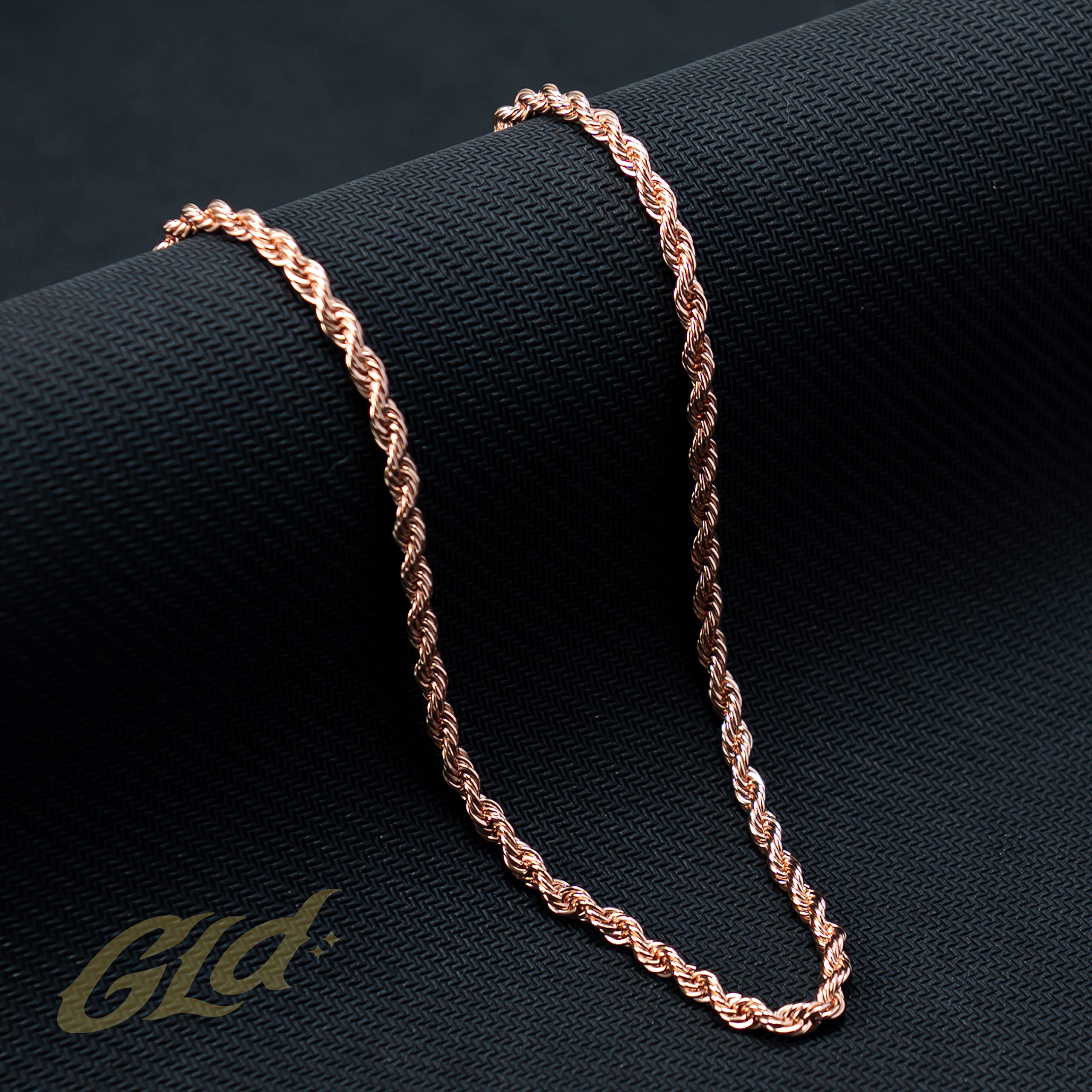 4MM Rope Chain Necklace 20" 24" - Rose Gold (20)