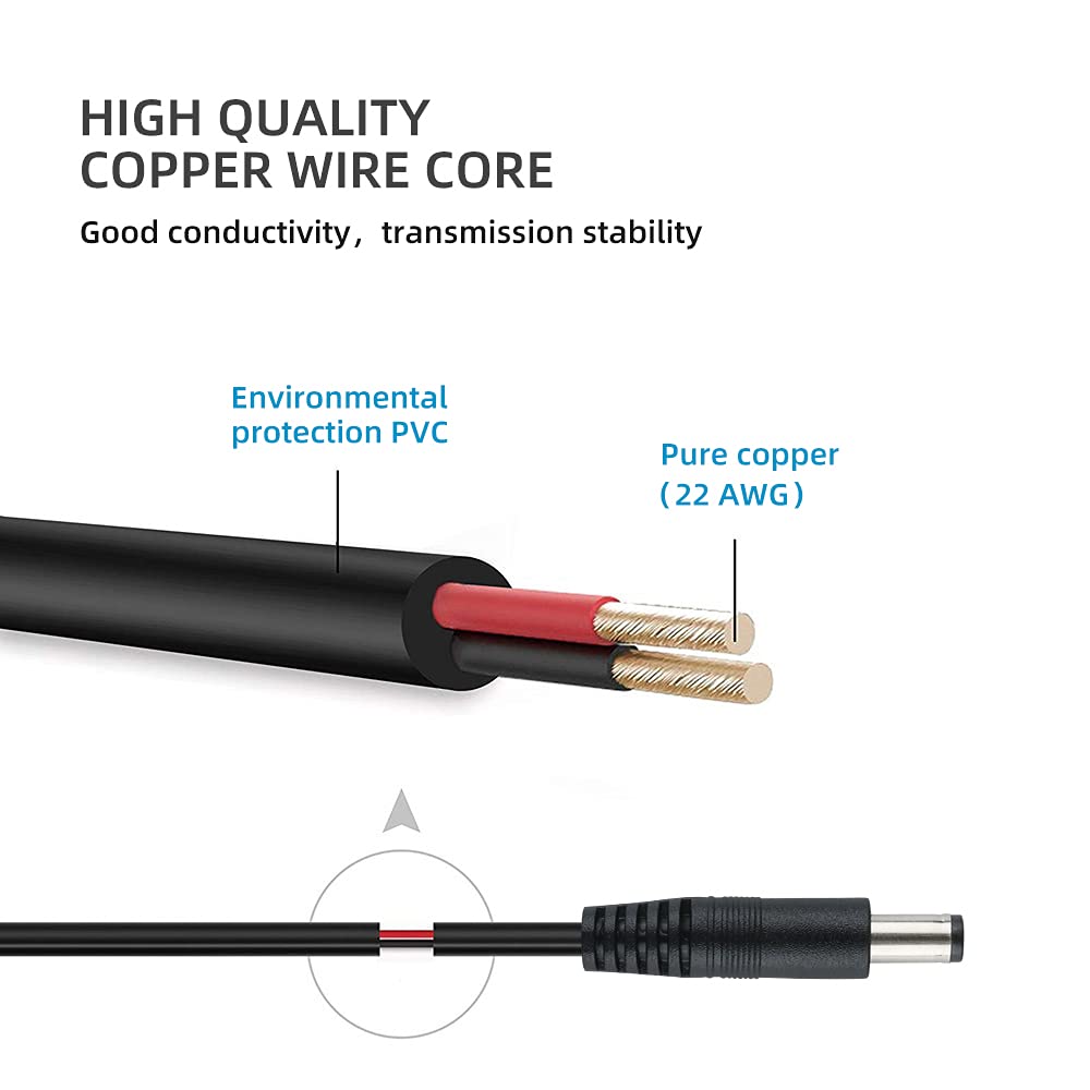 Sqlszt DC Power Adapter Extension Cable 100 feet 12V Power Adapter Extension Cable 2.1mm x 5.5mm Compatible with DC Adapter Cord Fit for CCTV Security Camera Wireless IP Camera Standalone DVR Black